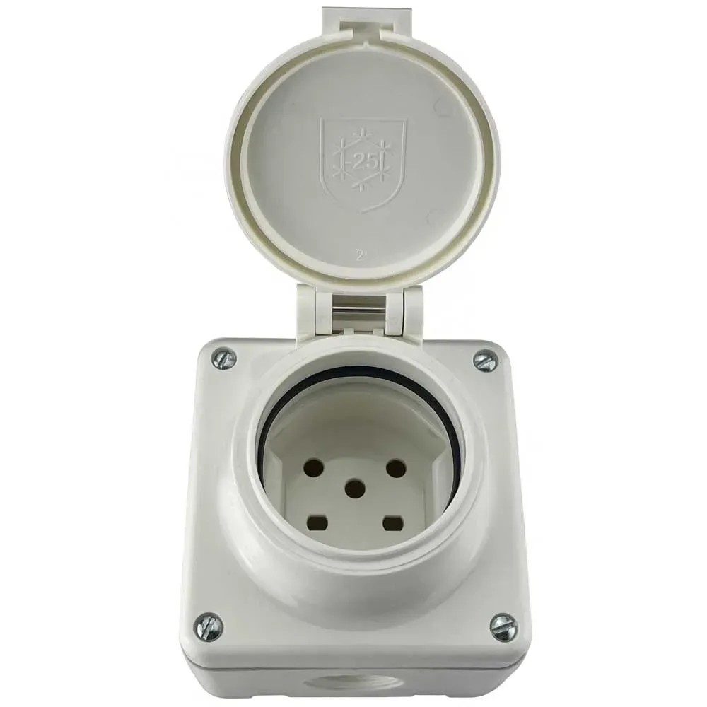Electro-Mica Aufputz-Steckdose Typ15 mit IP55 Weiss Gr. 1 x 1