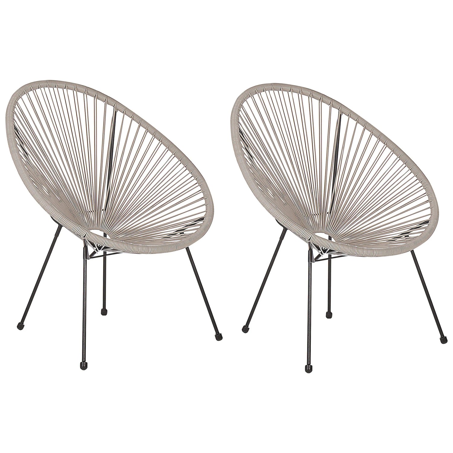 Beliani Gartensessel Acapulco II Polyrattan Hellgrau 2 Stk.