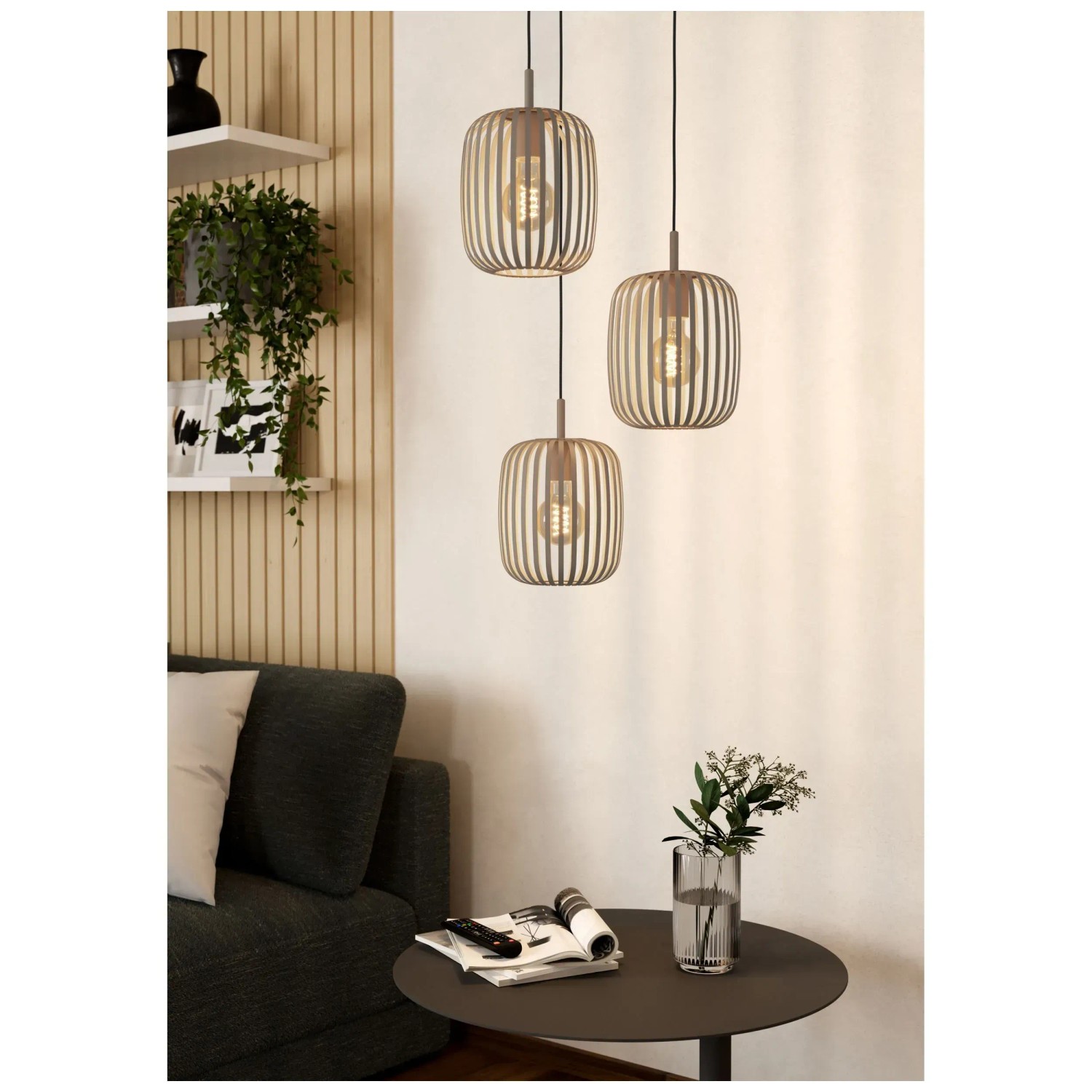 Eglo Pendelleuchte Romazzina E27 Stahl Beige Ø 40,6 cm / 3-tlg.