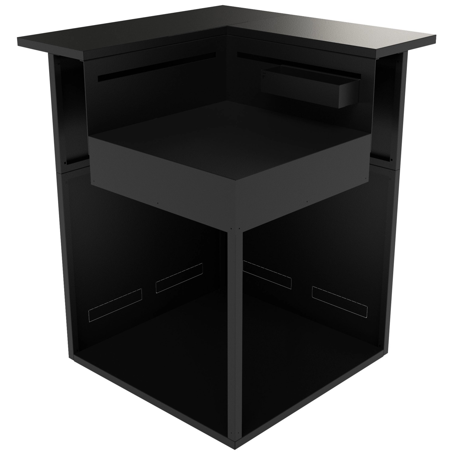 Forge Adour Meuble bas d'angle avec comptoir bar en acier Noir