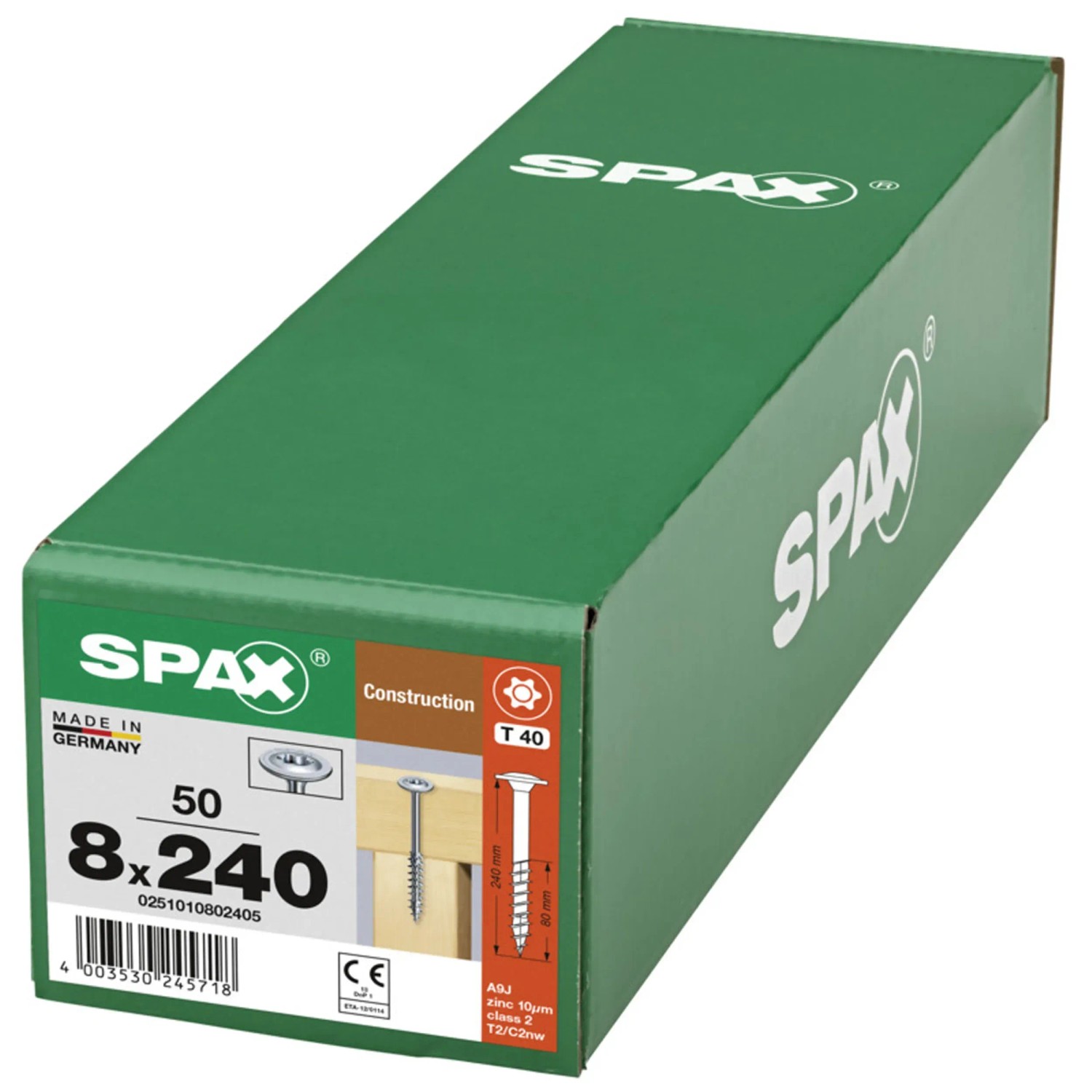 Spax Vis à embase TRX Wirox Hi.Force Filetage partiel 8 x 240 mm / 50 pcs