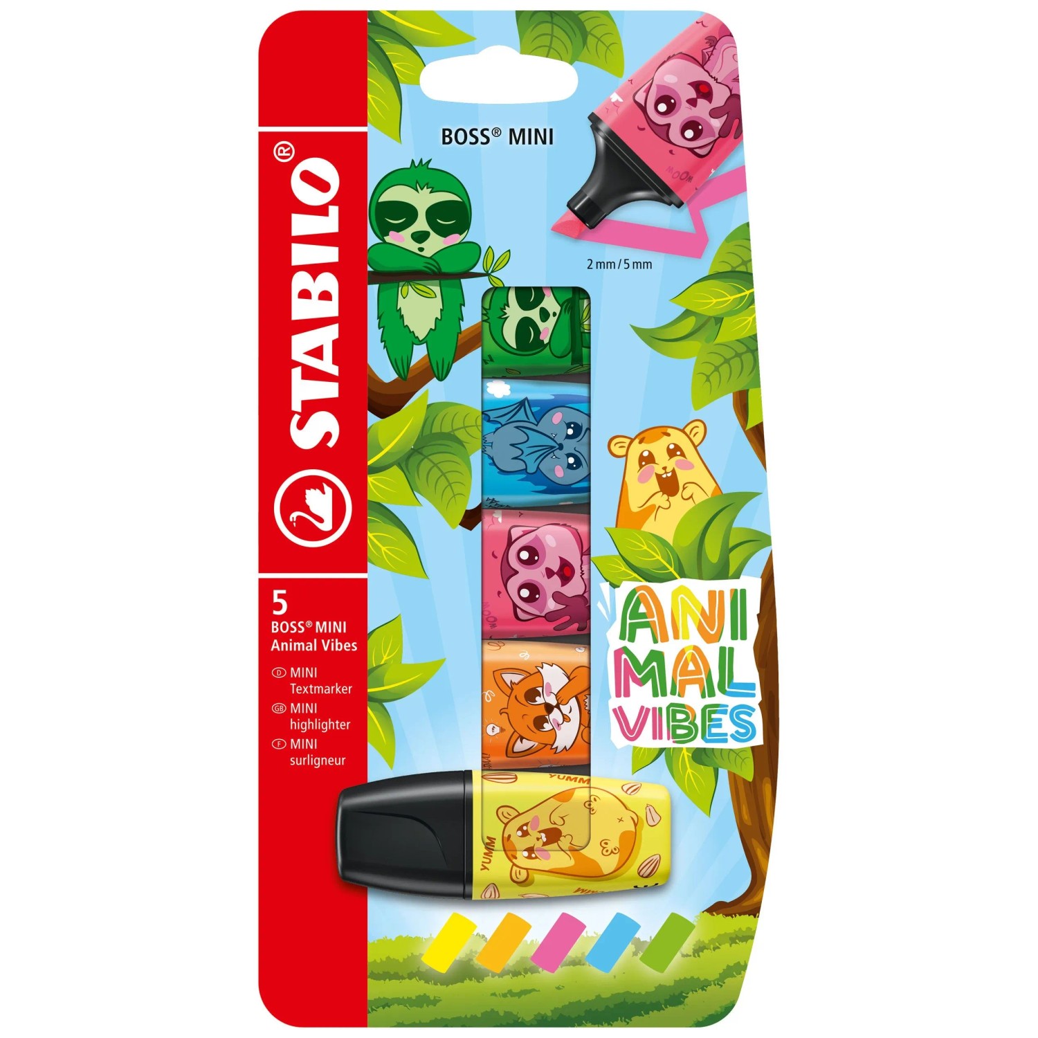 Stabilo Textmarker Boss Mini Animal Vibes 5 Stk.
