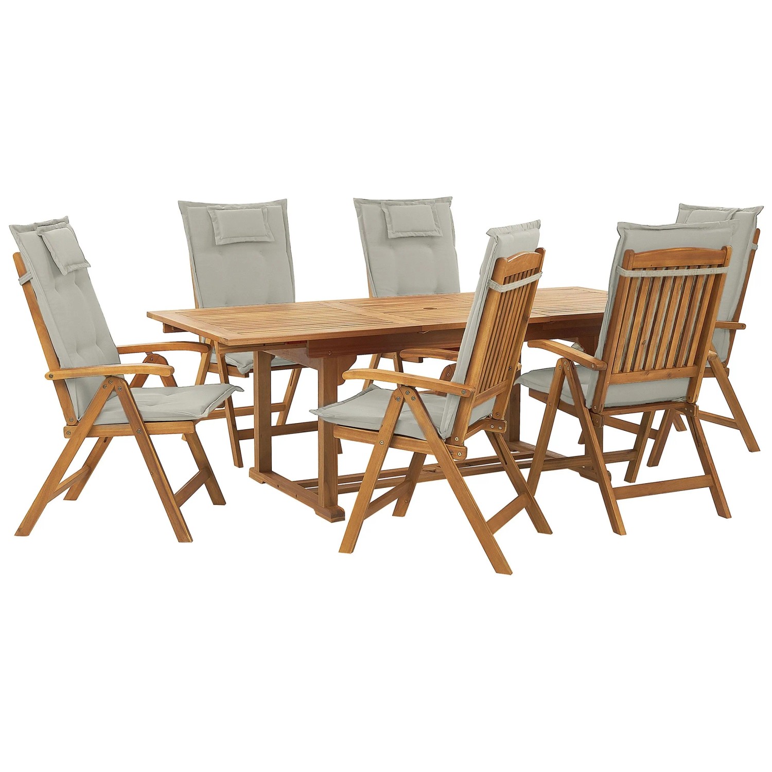Beliani Set mobili giardino Java a 6 posti in legno acacia cuscini ...