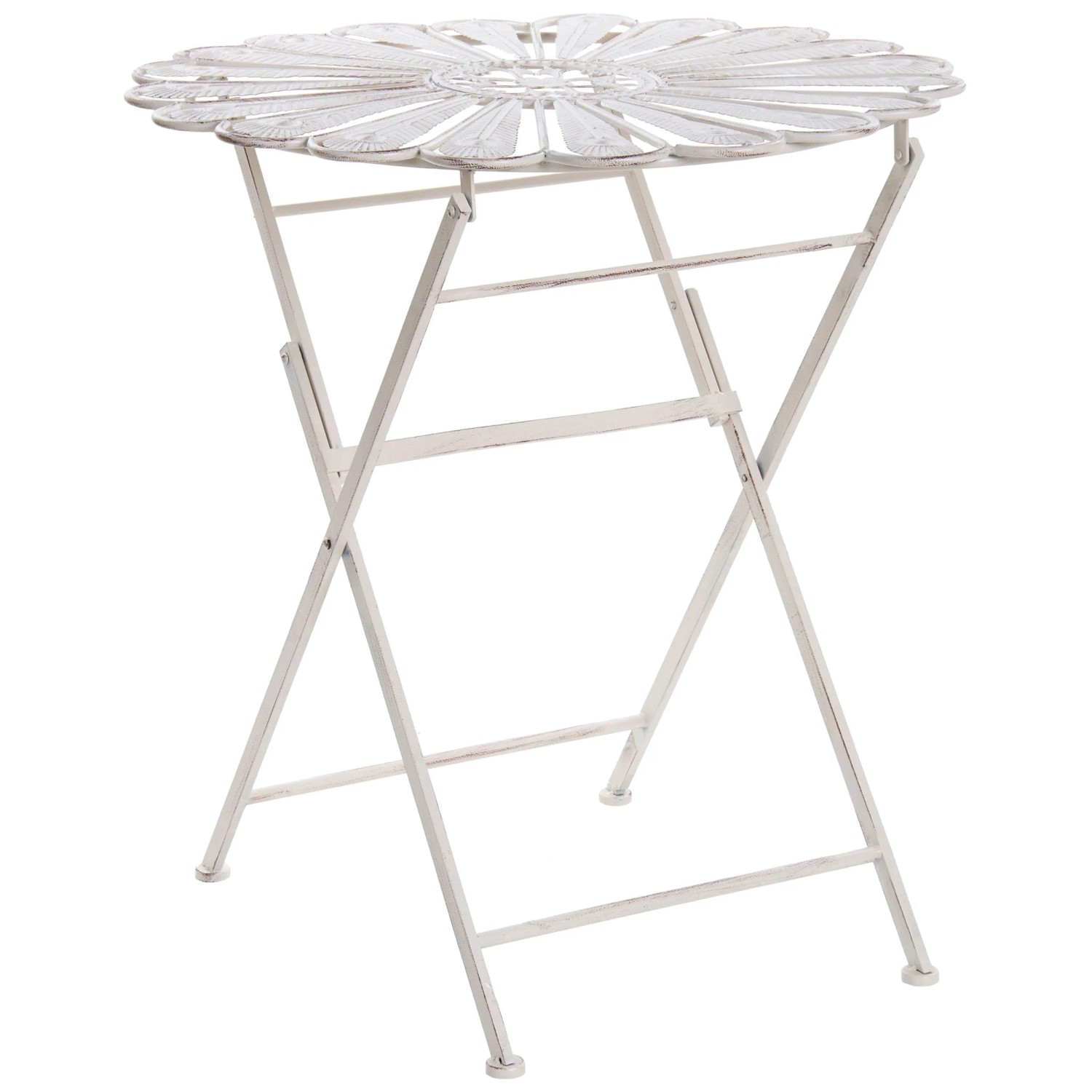 Beliani Table de bistrot d'extérieur Pavia en fer blanc crème Ø 71 x 76 cm