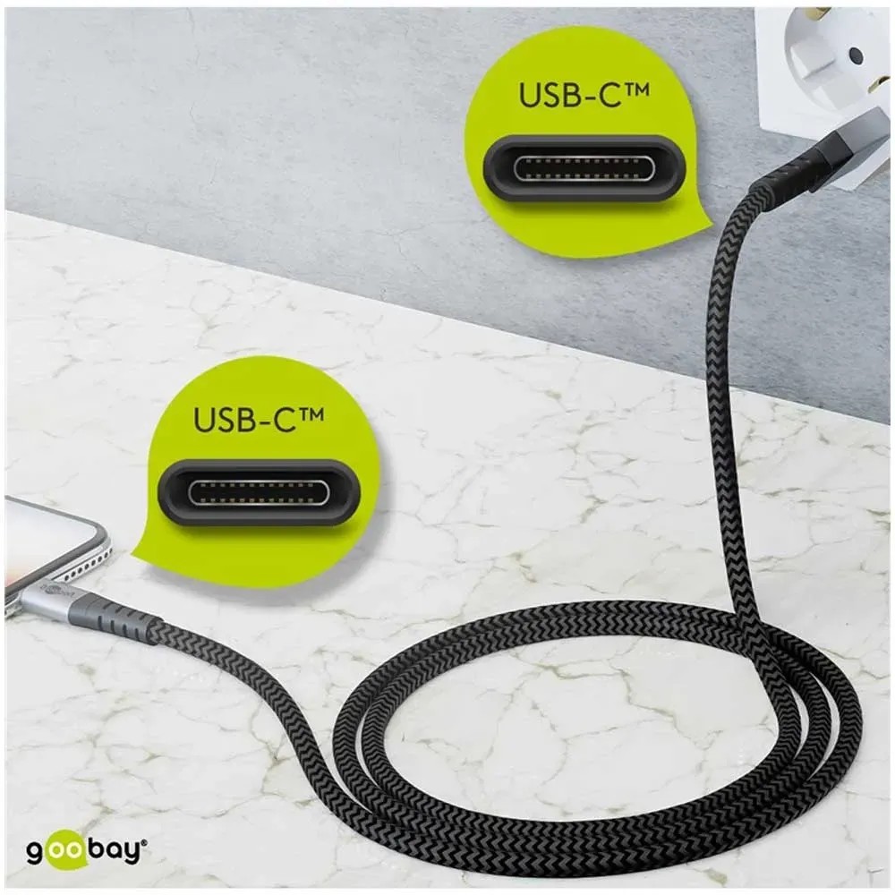 Câble USB 2.0 USB-C™ vers USB-C™ Noir Gris longueur 1 m