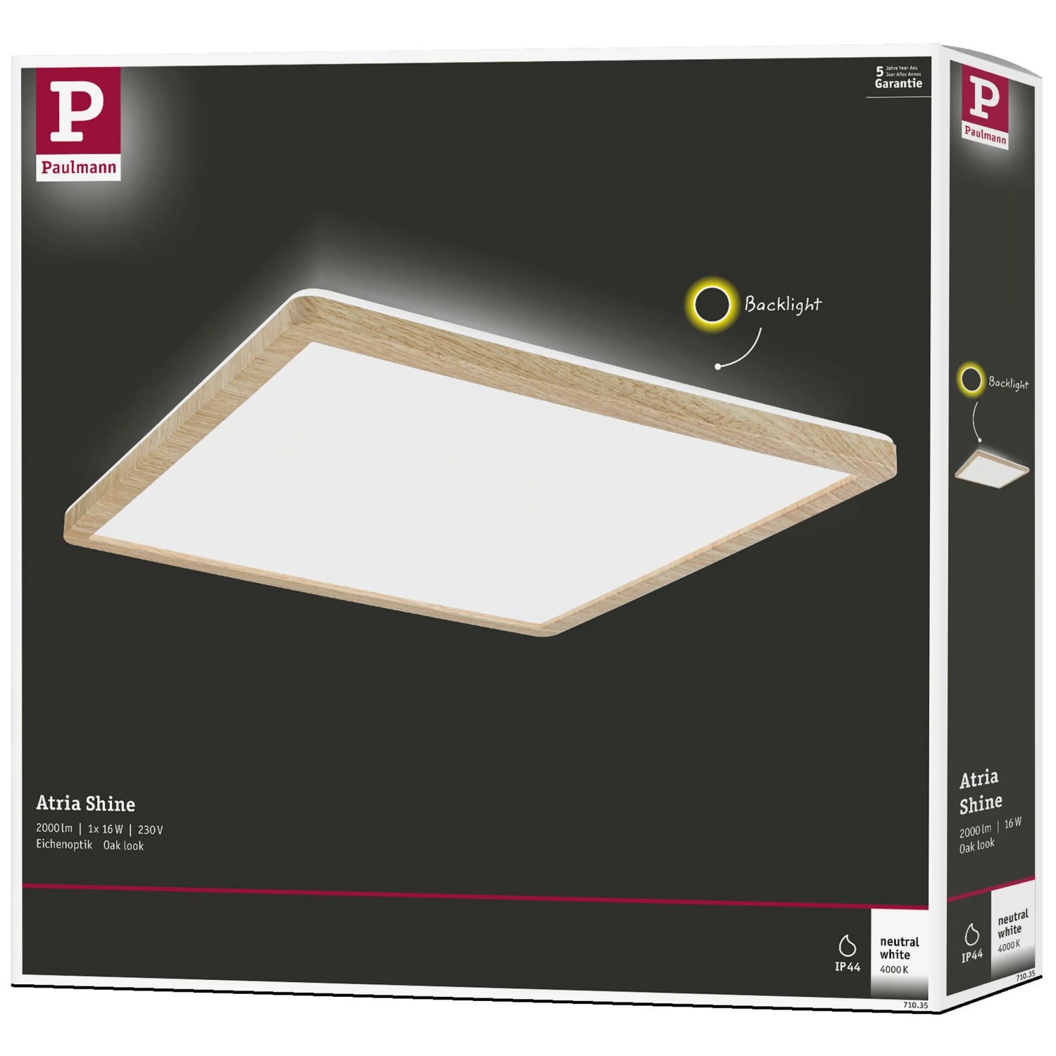 Paulmann LED Panel Atria Shine Backlight Holzoptik 16 W / 1600 lm / 4 ...