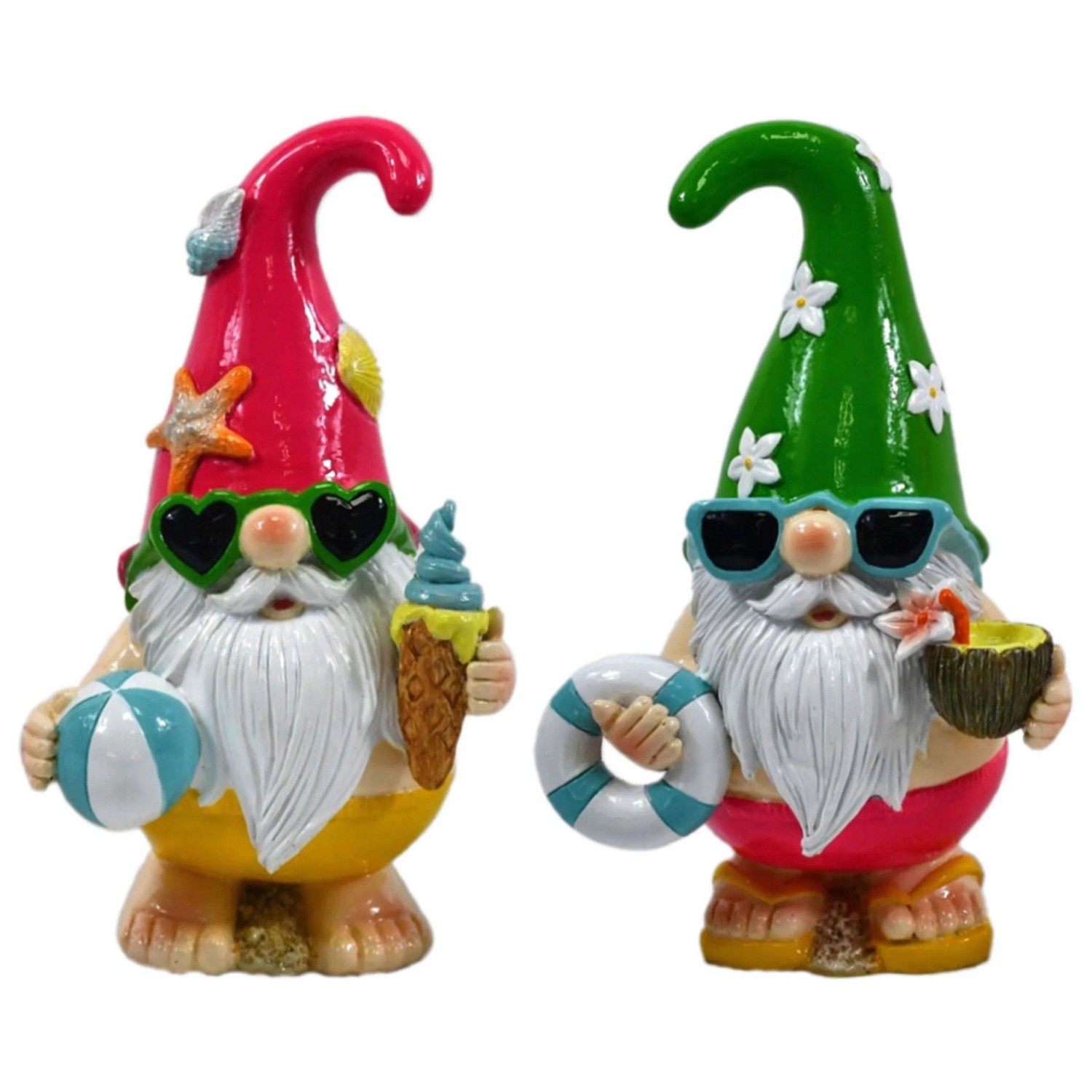 Nain de jardin décoratif plage polyrésine Multicolore assorti 18 cm 1 pc