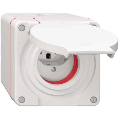 Aufputz-Steckdose Nevo Typ 23 / IP55 Weiss