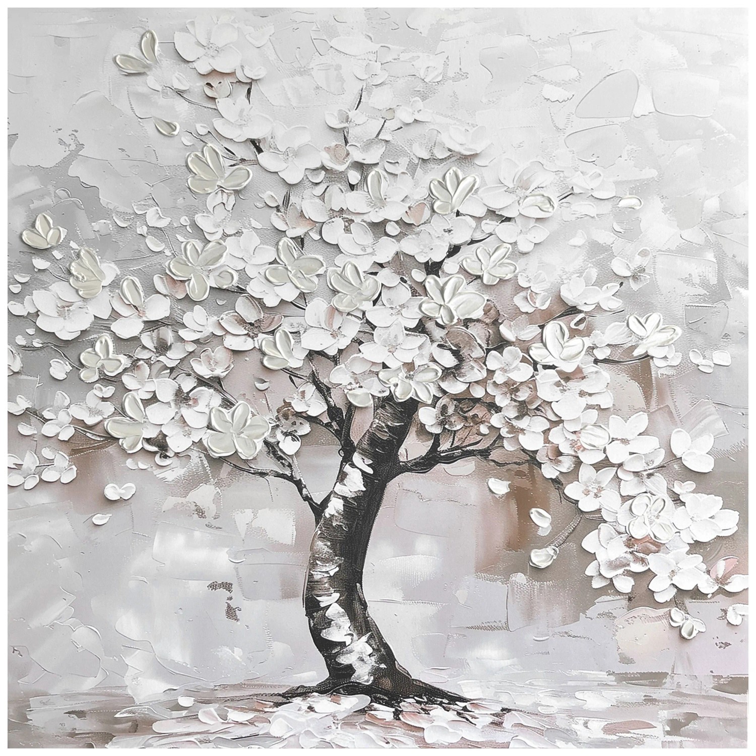 Toile peinte à la main Flowering Tree 70 x 70 cm
