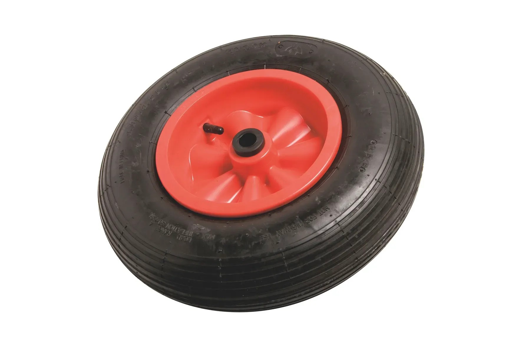 Roue pneumatique jante plastique profil rainuré Rouge Noir 200 kg / Ø ...