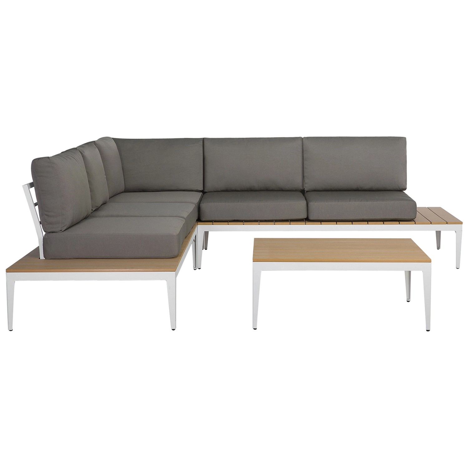 Beliani Lounge-Set Positano 4-Sitzer Aluminium Weiss mit Auflagen in ...