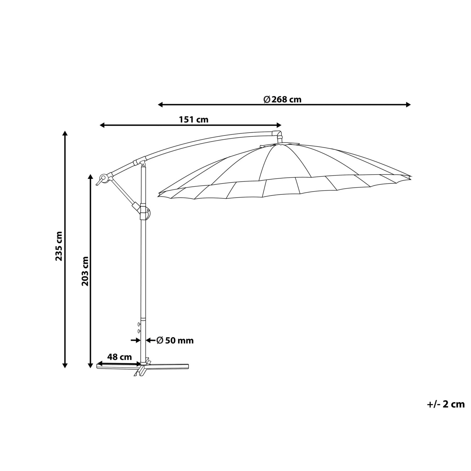 Beliani Parasol excentré Calabria II Beige sable