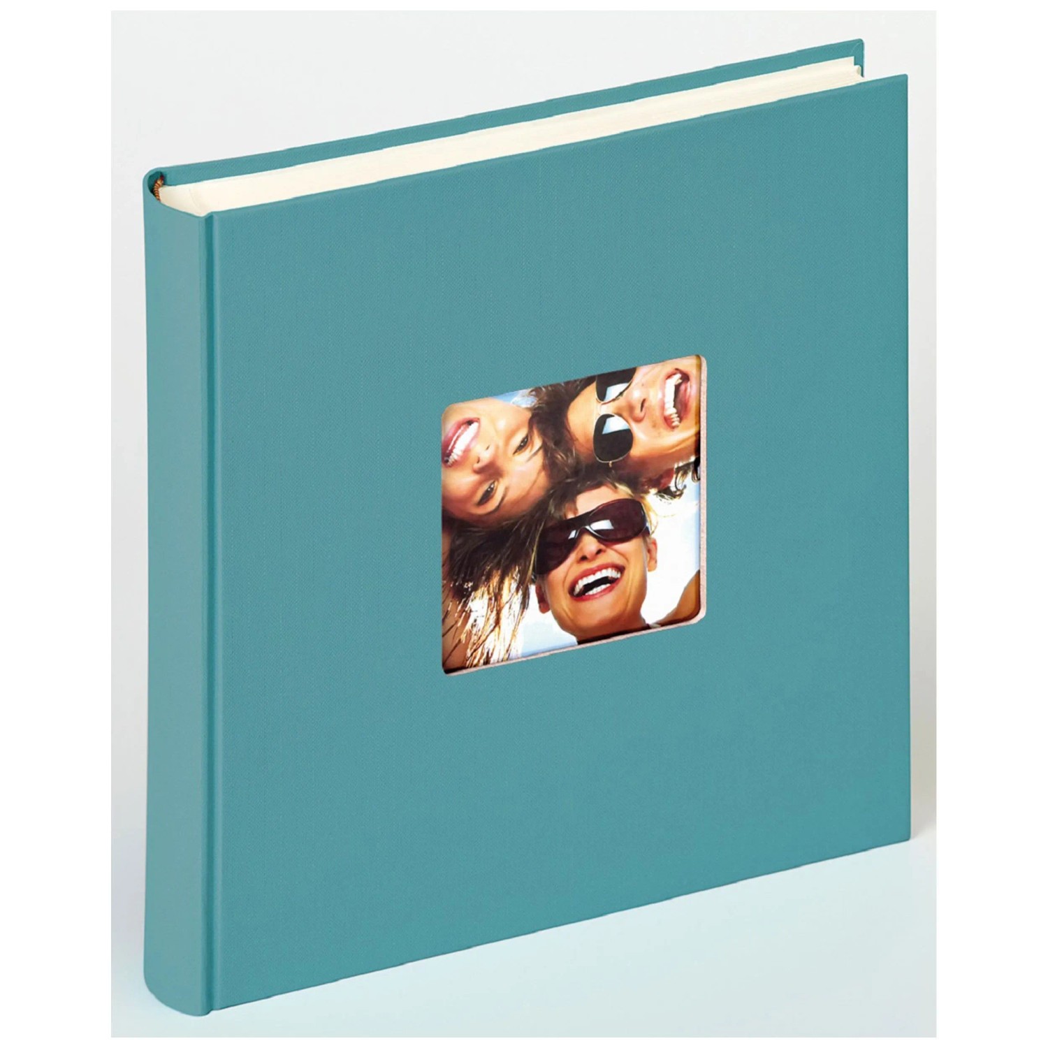 Album fotografico di design color petrolio con finestra 30 x 30 cm