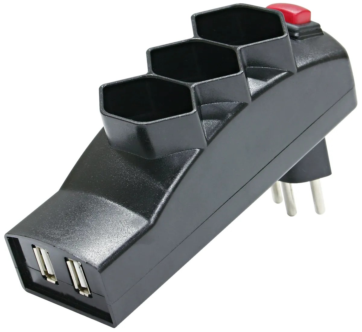 Steko Swing 3 x T13 2 x USB Schwarz mit Schalter