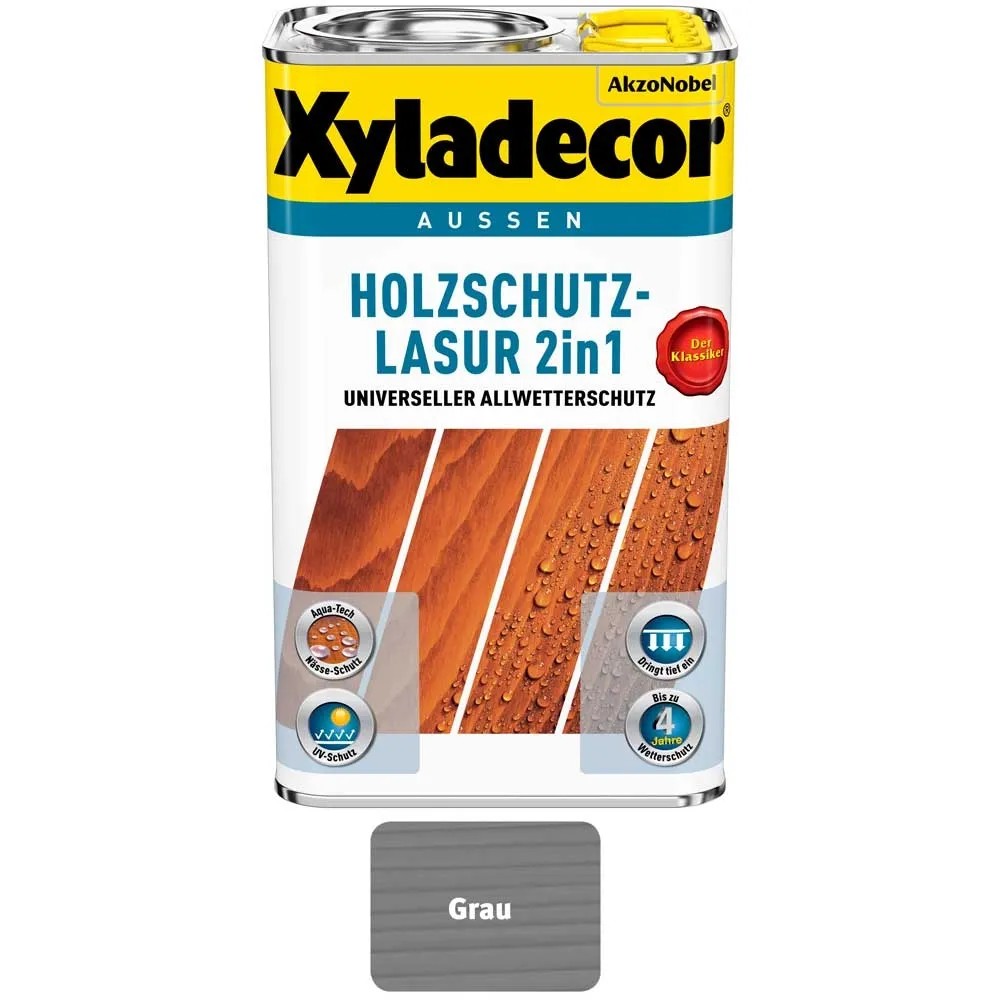 Xyladecor Holzschutzlasur 2in1 Grau 2,5 l