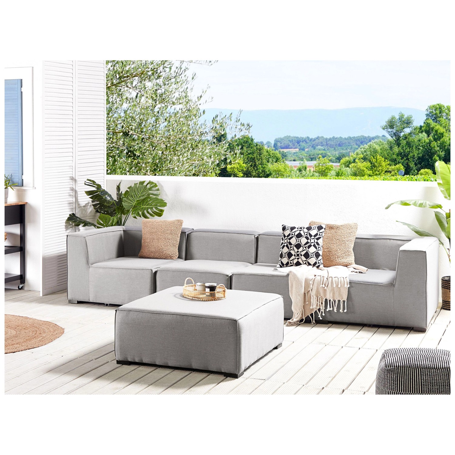 Beliani Lounge-Set Arezzo 4-Sitzer Modular Hellgrau kaufen bei OBI