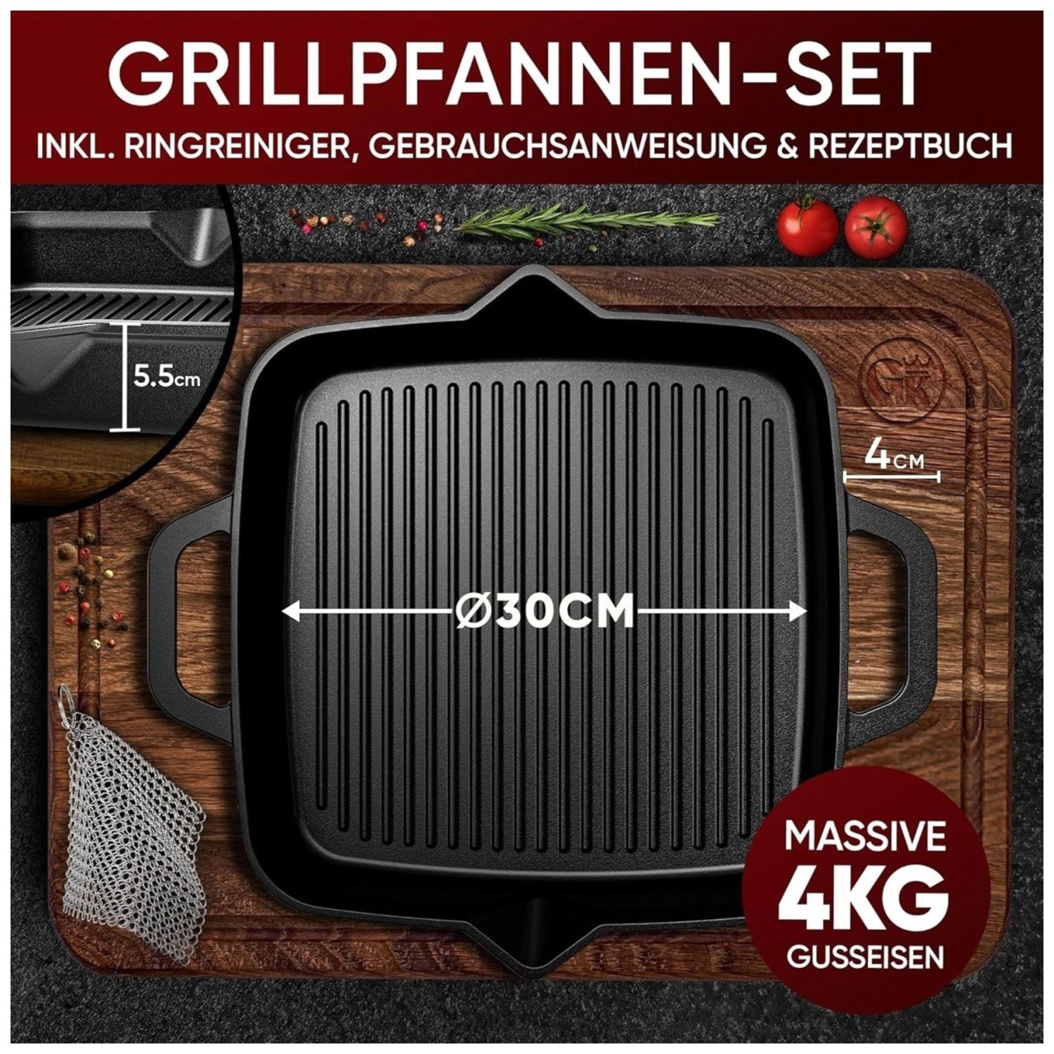 Gusskönig Grillpfanne Schwarz 30 cm kaufen bei OBI