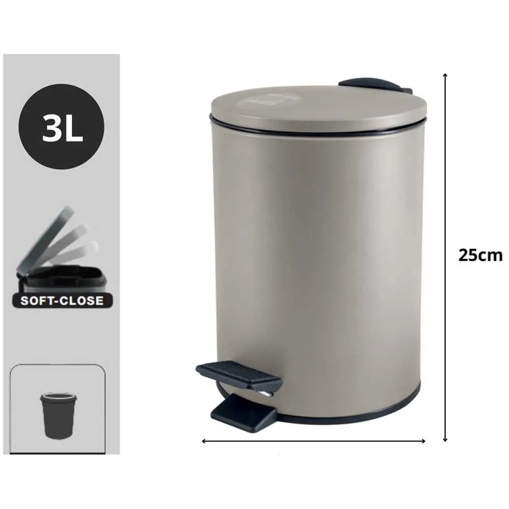 Spirella Kosmetikeimer Adelar mit Absenkautomatik Edelstahl matt Taupe 5 l