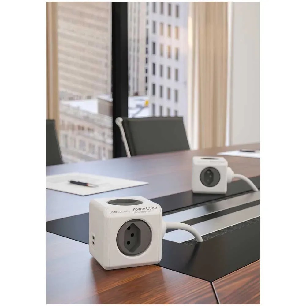 Allocacoc Steckdosenwürfel Powercube Extended Weiss-Grau mit USB-A ...