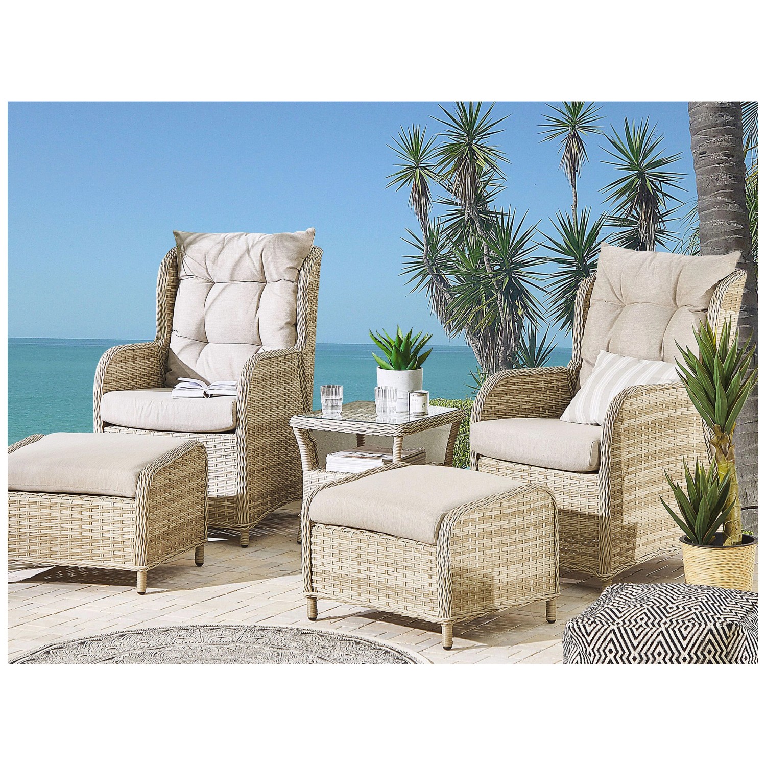 Beliani Lounge-Set Ponza 2-Sitzer Rattan Hellbraun kaufen bei OBI