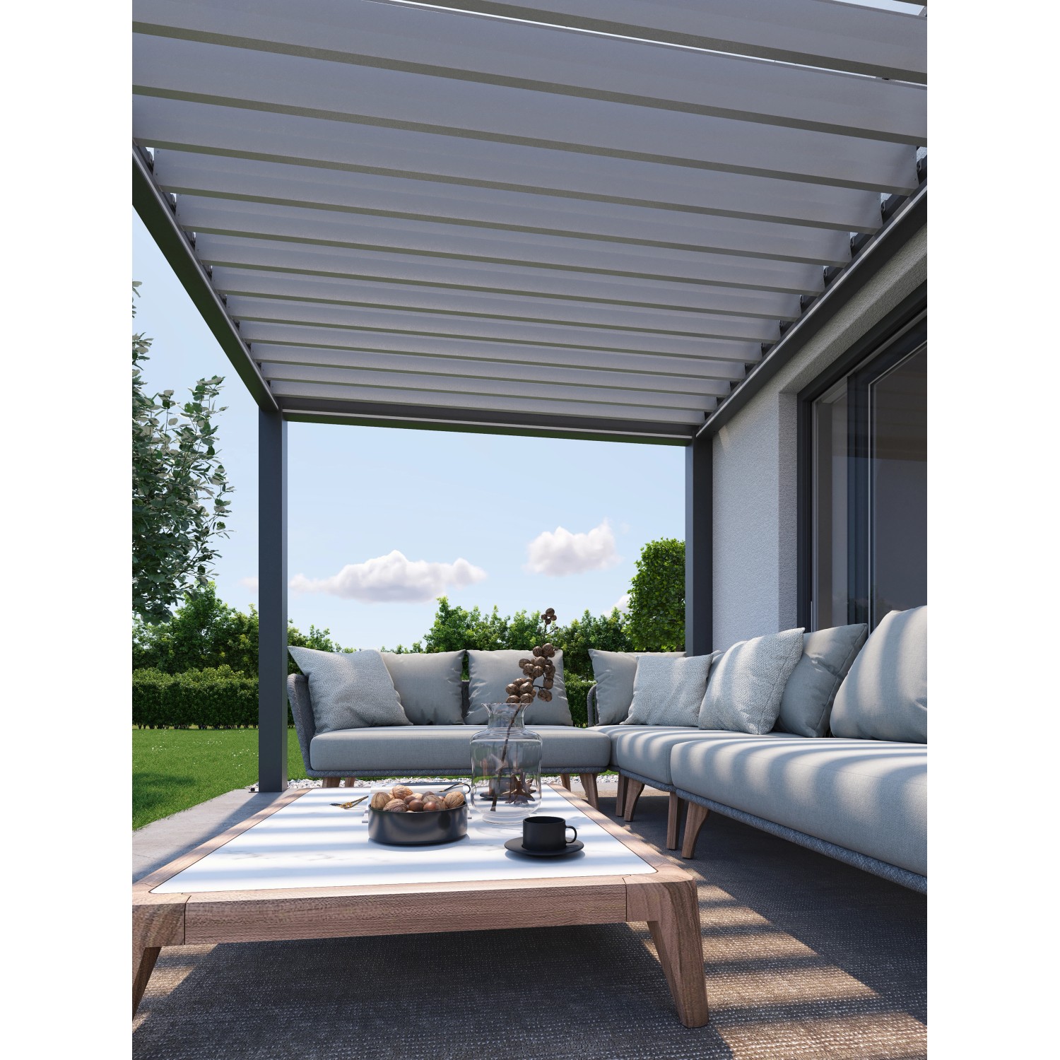 Biohort Pergola dunkelgrau/silber-metallic 3 x 3 m kaufen bei OBI