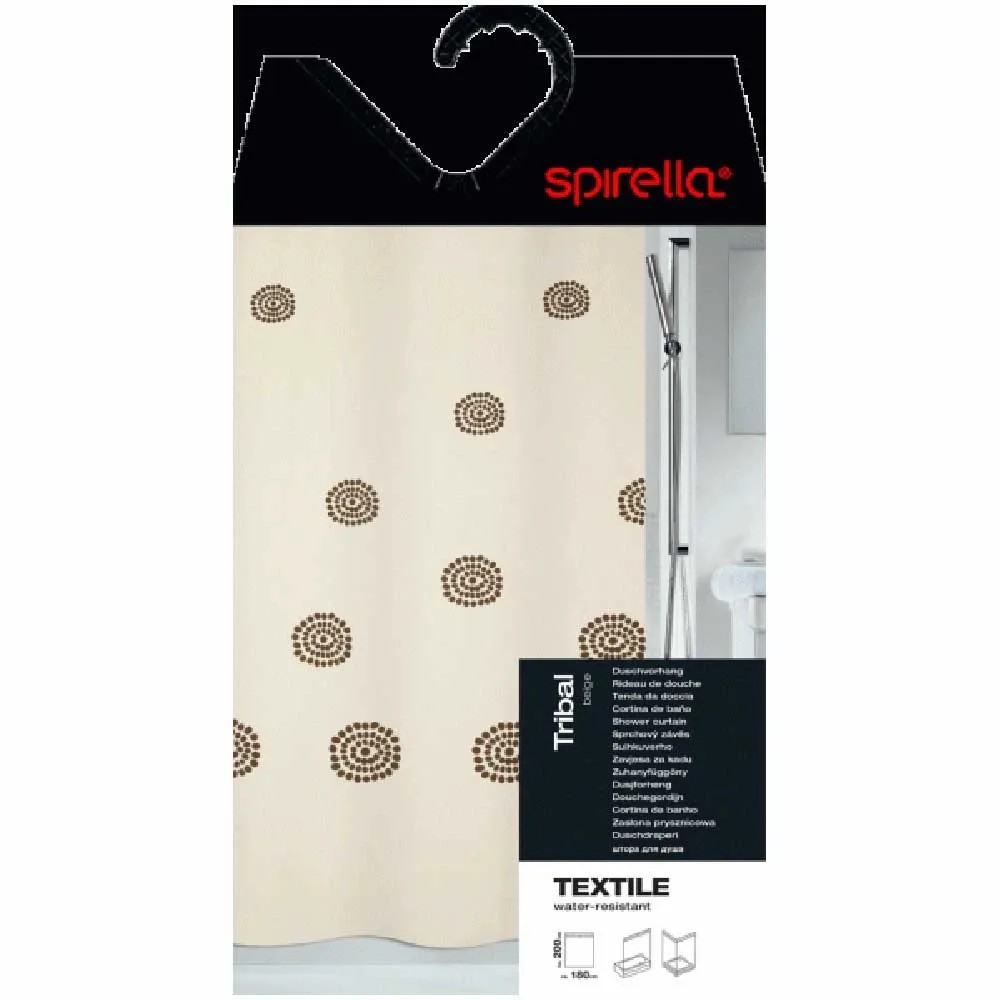 Spirella Duschvorhang Tribal Baumwolle-Polyester Beige-Braun 180 x 200 cm