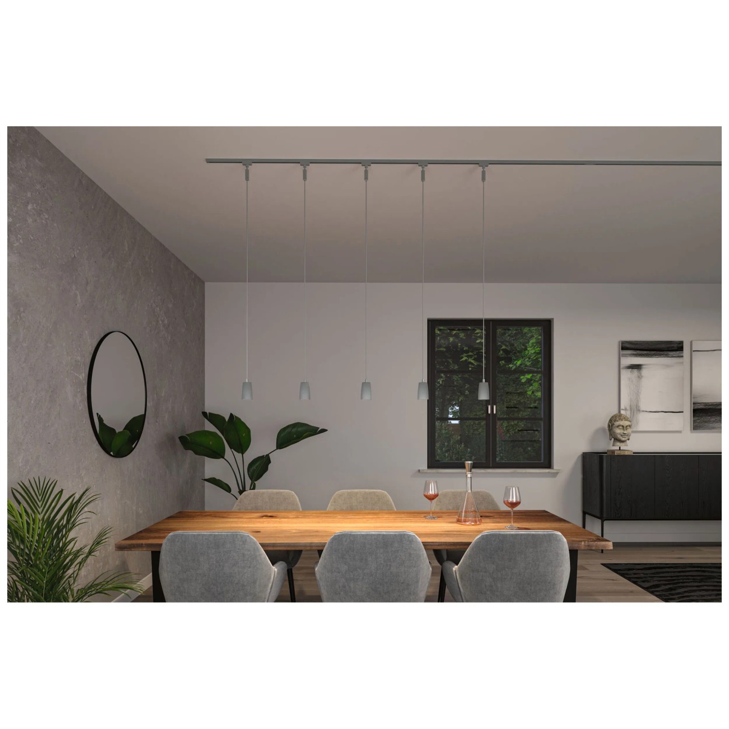 Paulmann URail-Pendel Cover GU10 dimmbar Chrom matt 1,5 m / 230 V / max ...