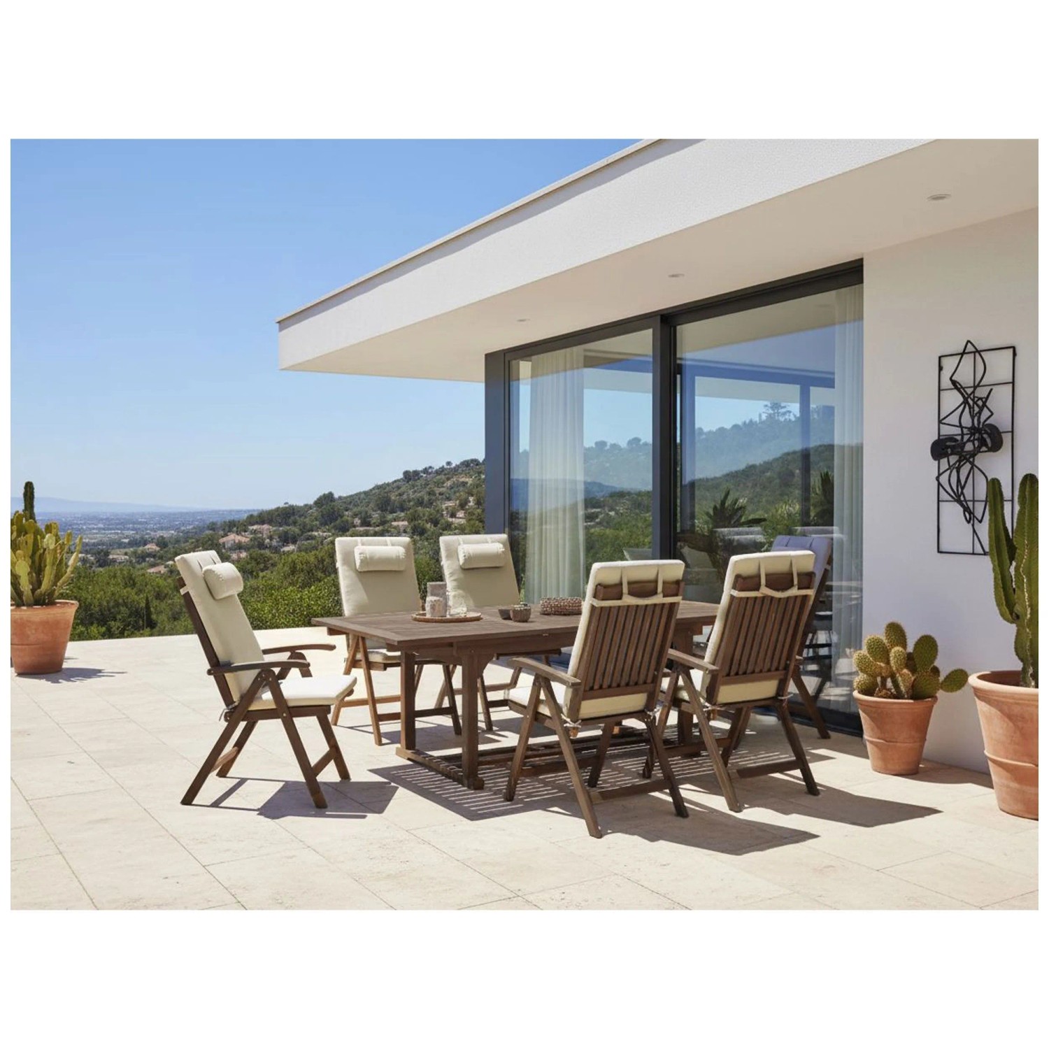 Beliani Set mobili giardino Amantea Premium 6 posti acacia cuscini ...