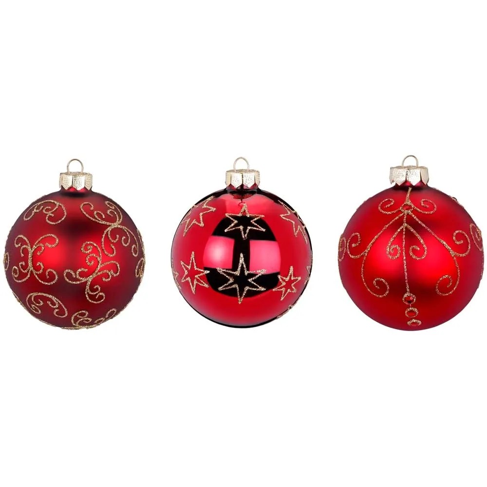 Weihnachtskugel Ruby Red mit Dekor Glas Rot assortiert Ø 6 cm kaufen ...