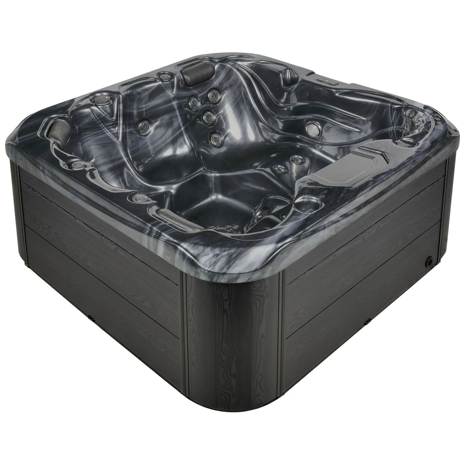 Beliani Outdoor Whirlpool Lastarria mit LED Graphitgrau 88 x 200 x 200 cm