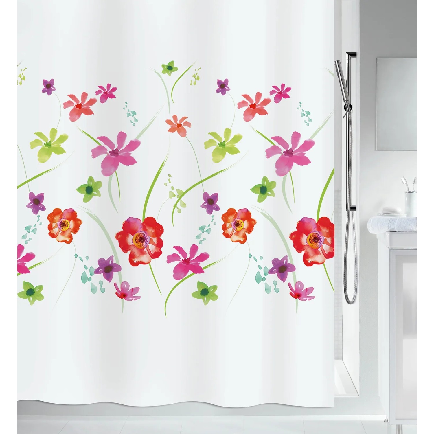 Spirella Textiler Duschvorhang Meadow Flower Rot 180 x 200 cm kaufen ...
