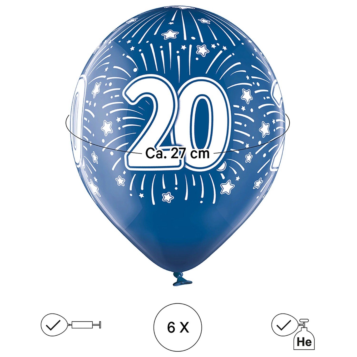 I Am Creative Ballon chiffre 20 caoutchouc naturel Multicolore Ø 27 cm ...