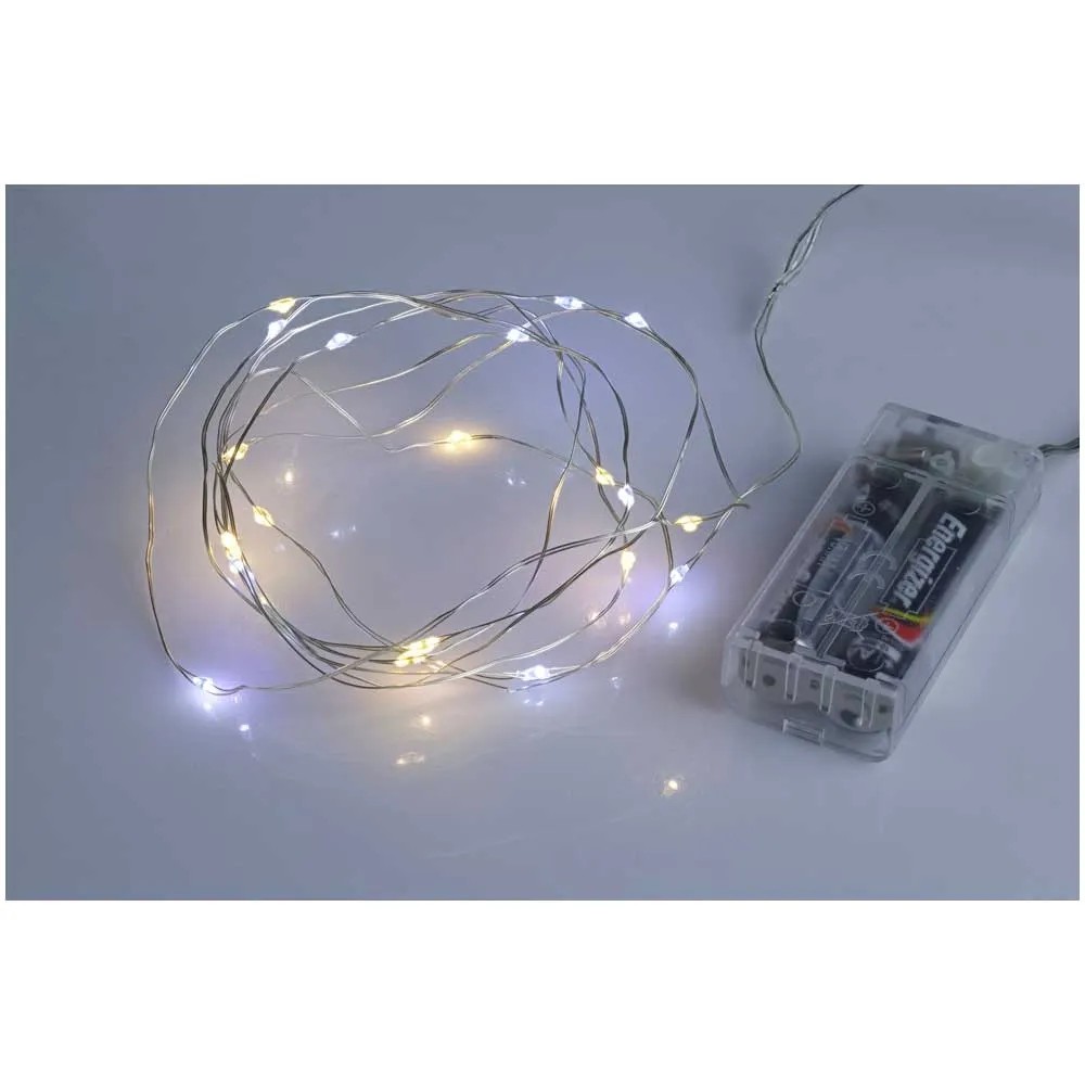 Micro-guirlande lumineuse à piles Blanc chaud / Blanc glacé 20 LED