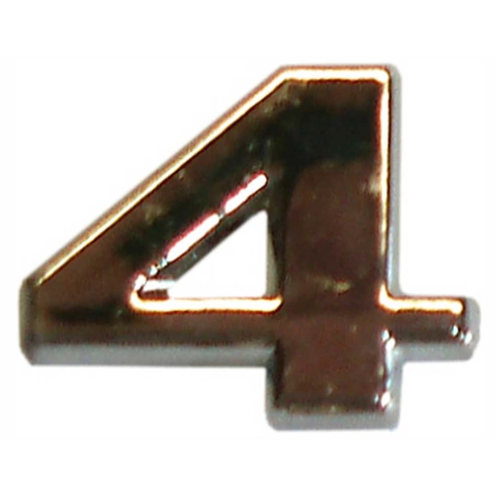 Autocollant Chiffre 4 chrome 3D / 3 x 3 cm