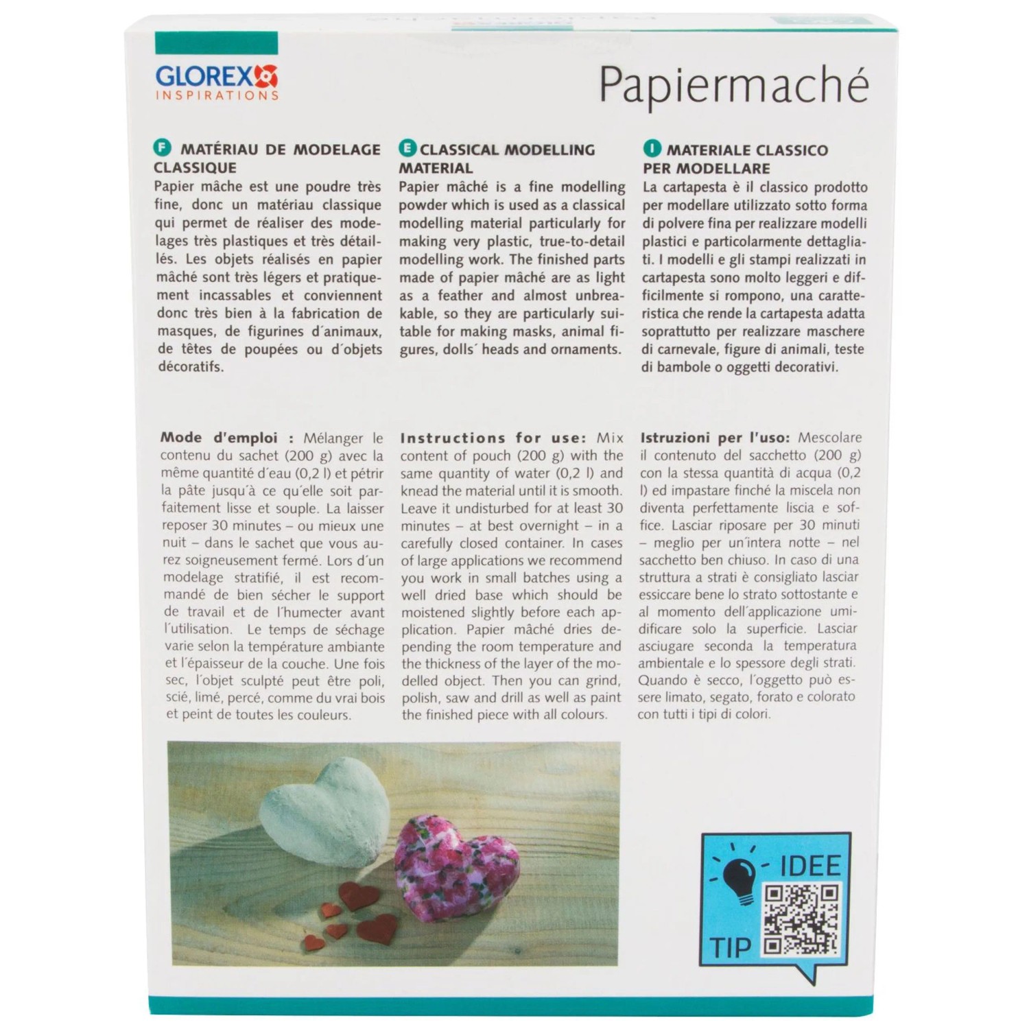 Glorex Pâte à modeler en papier mâché blanche 200 g
