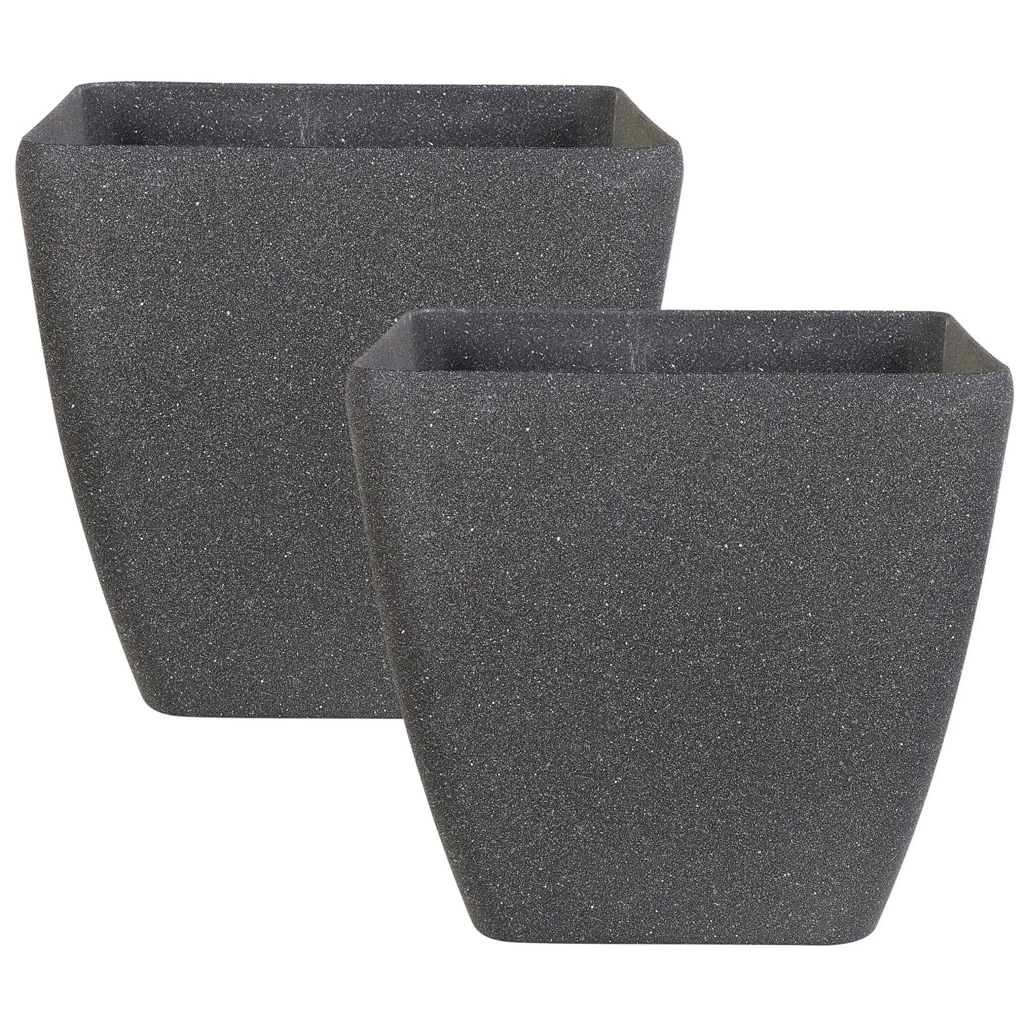 Beliani Blumentopf Zeli 2er Set Dunkelgrau (HxBxT) 49 x 49 x 49 cm
