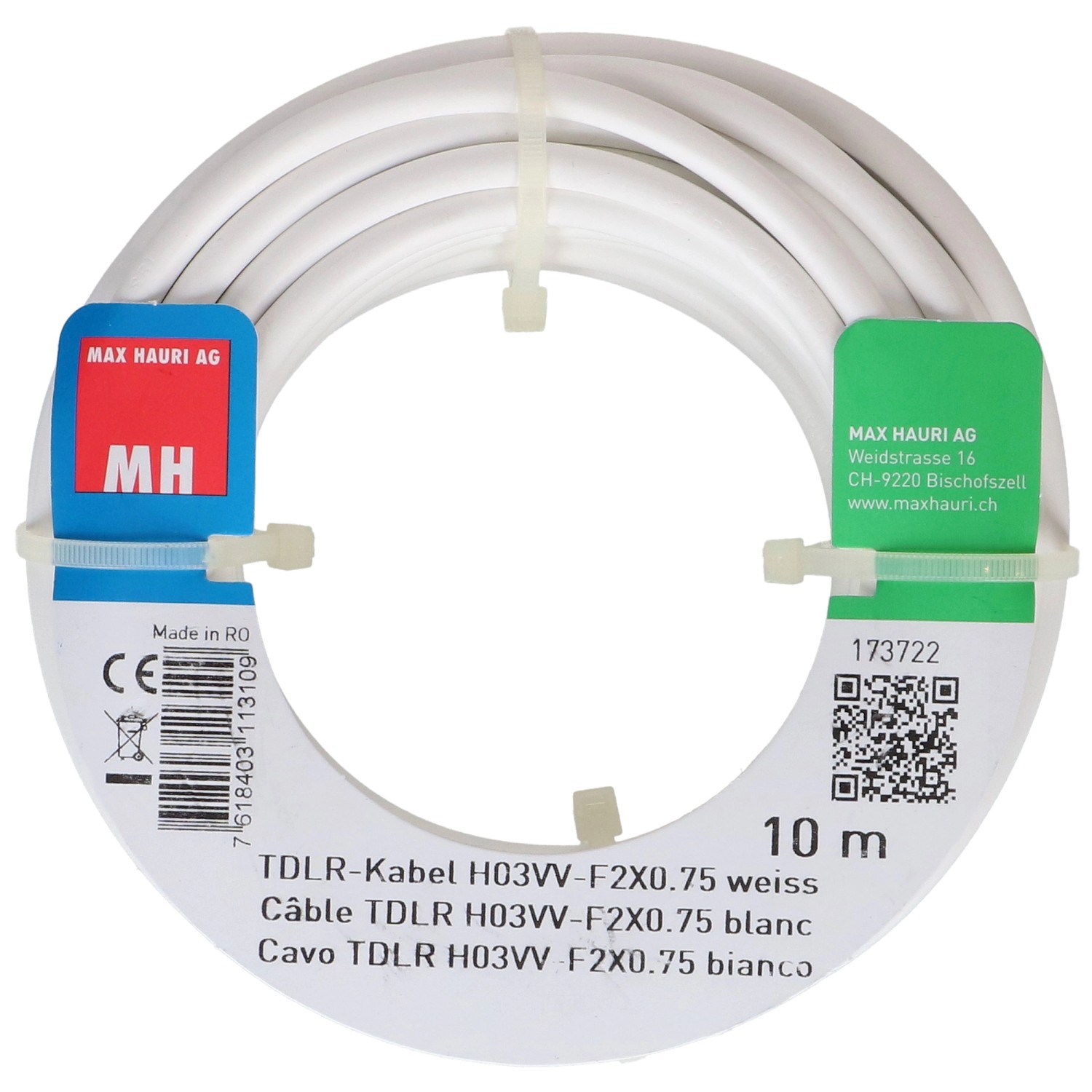 TDLR-Kabel H03VV-F Weiss 2 x 0,75 mm² Länge 10 m kaufen bei OBI