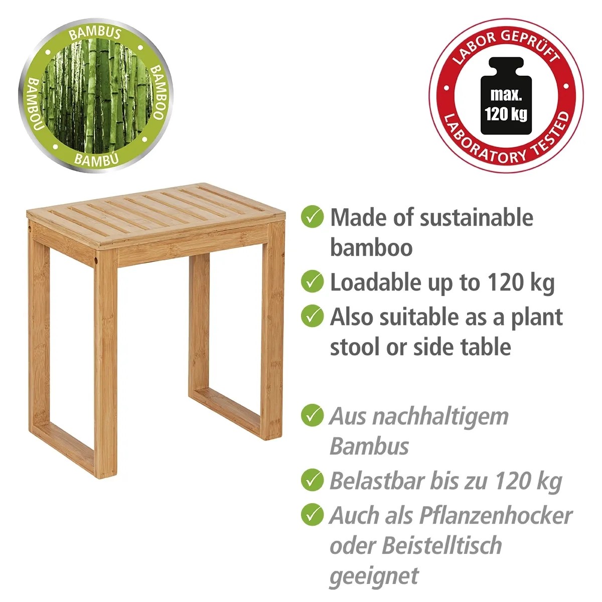 Badhocker Bambusa Natural Höhe 46 cm kaufen bei OBI