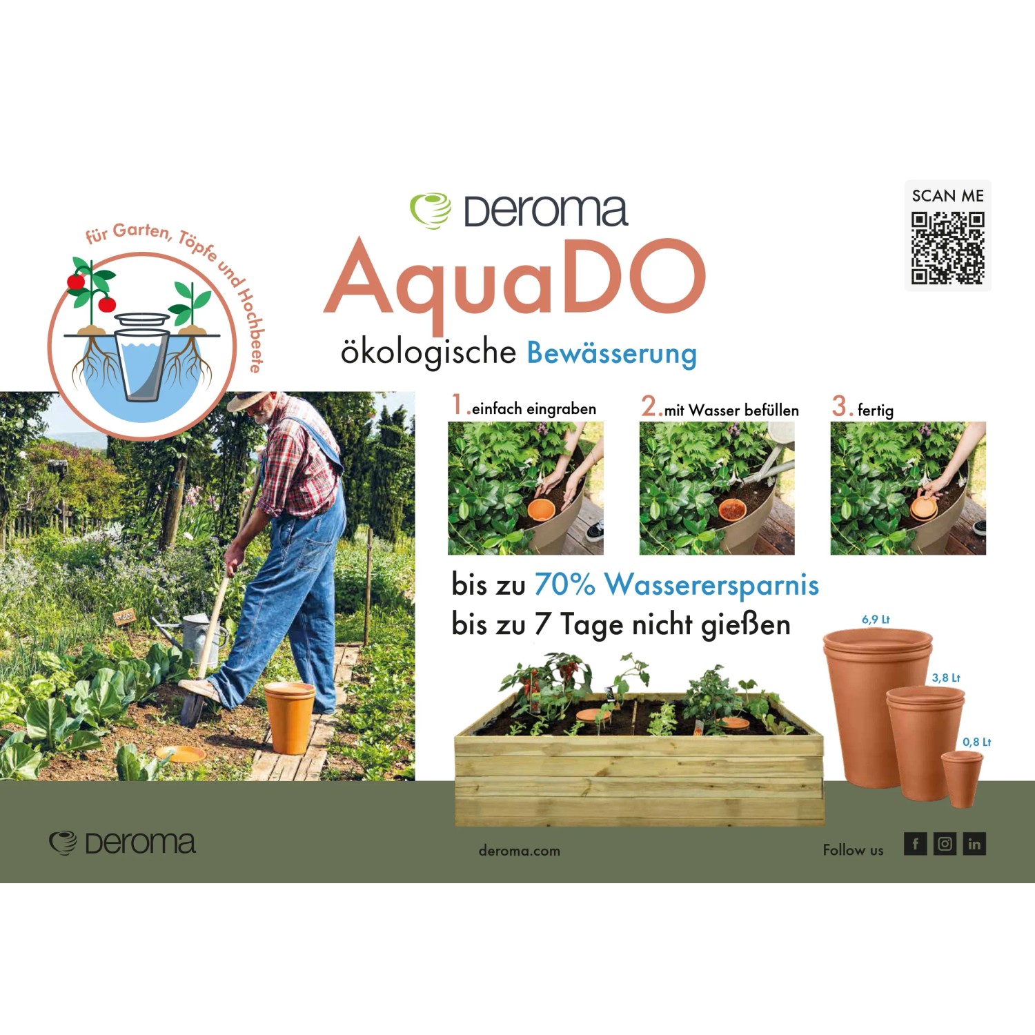Deroma Réservoir d'irrigation Aquado Cotto Ø 23 cm / hauteur 32 cm