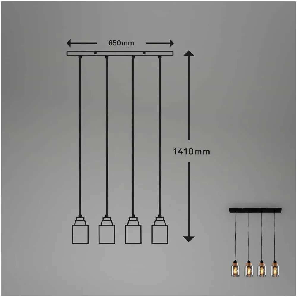 Briloner Suspension Noir Smoke max. 10 W / (HxlxP) 141 x 65 x 9,5 cm