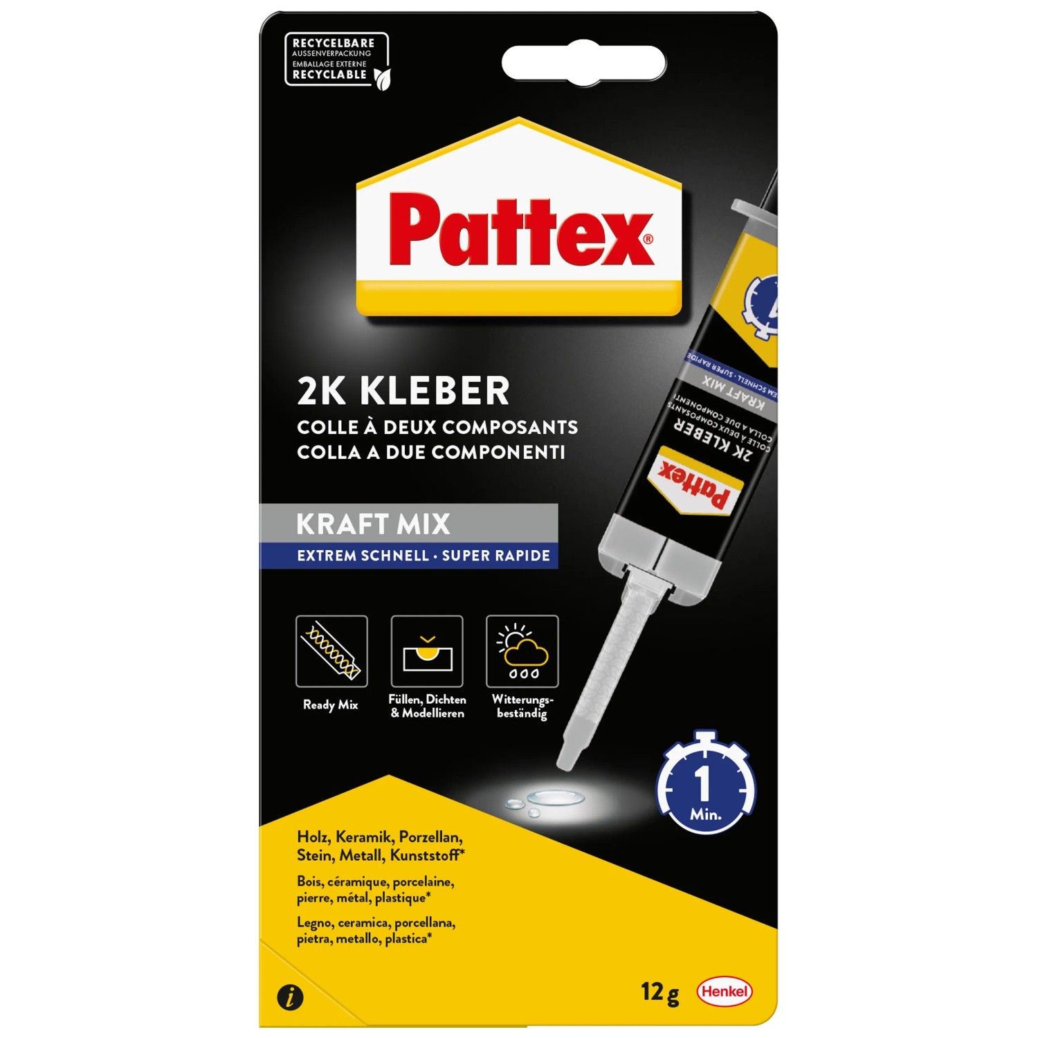 Pattex 2K Kleber Kraft Mix Transparent 12 g