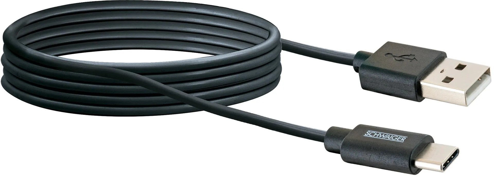 Schwaiger® P4U Sync und Ladekabel Kabeltyp USB C auf A Schwarz 2 m