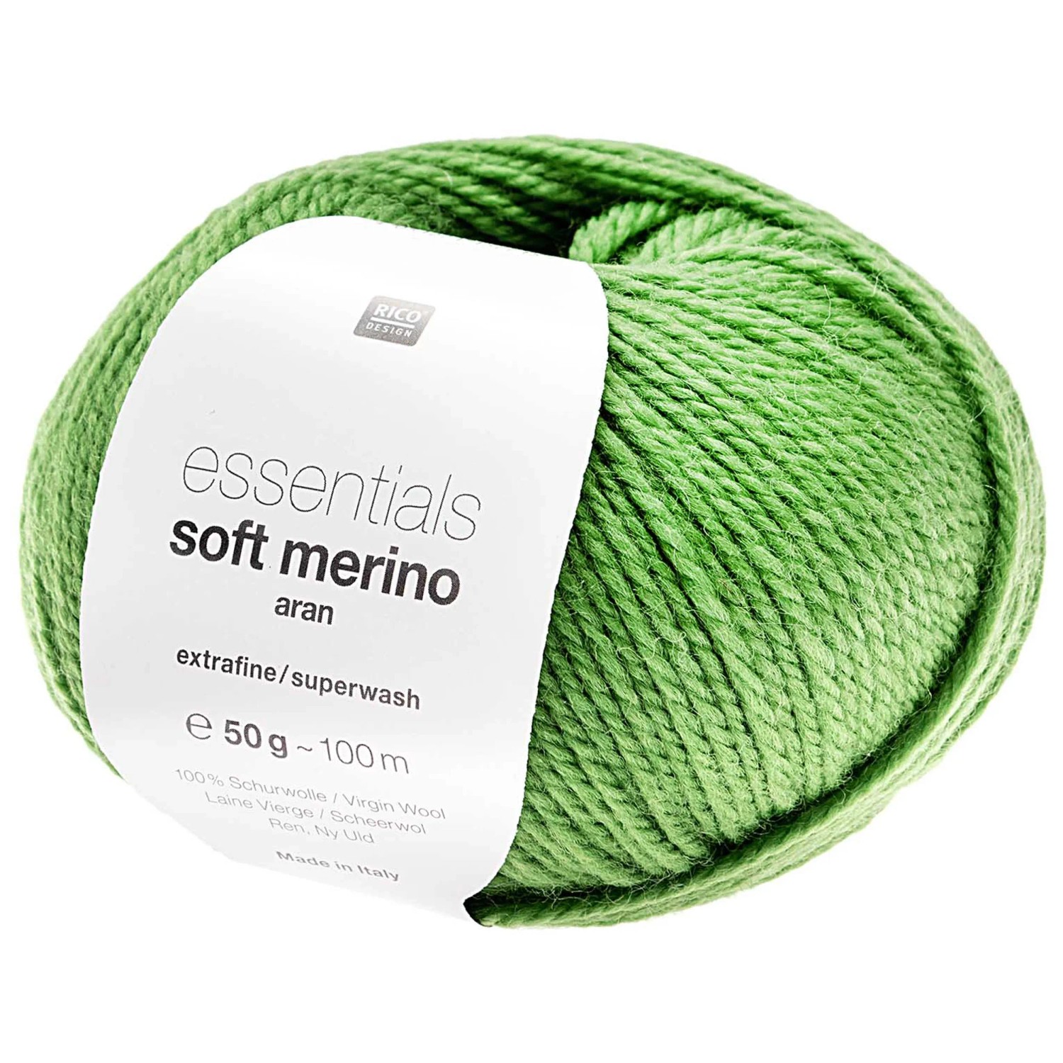 Rico Design Wolle Essentials Soft Merino Aran Grasgrün Stärke 5 mm / 50 g