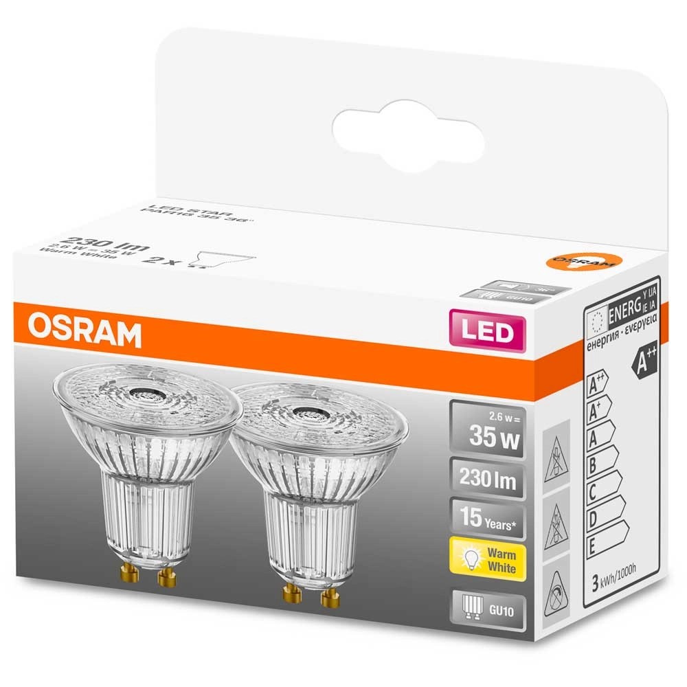 Osram Led Leuchtmittel Reflektor Par16 Gu10 Warmweiss 35w 230lm 2er
