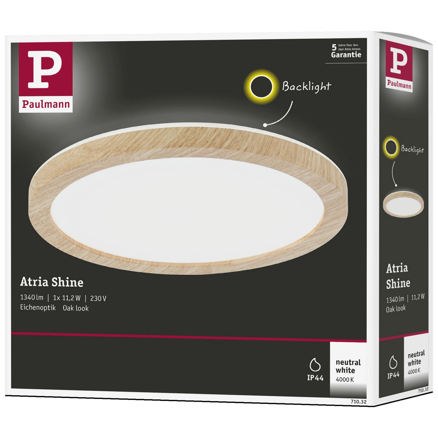 Paulmann LED Panel Atria Shine Backlight Holzoptik 11,2 W / 850 lm / 4 ...