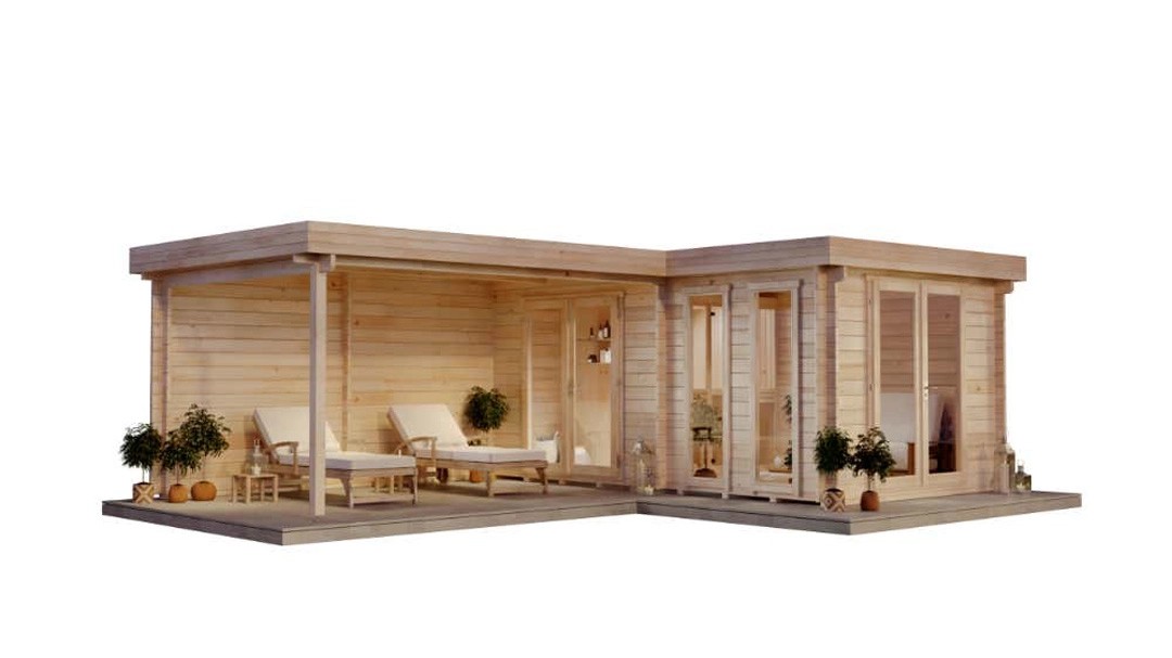 FinnTherm Sauna de jardin Quinta ISO pin épaisseur de paroi 70 mm 520 x ...