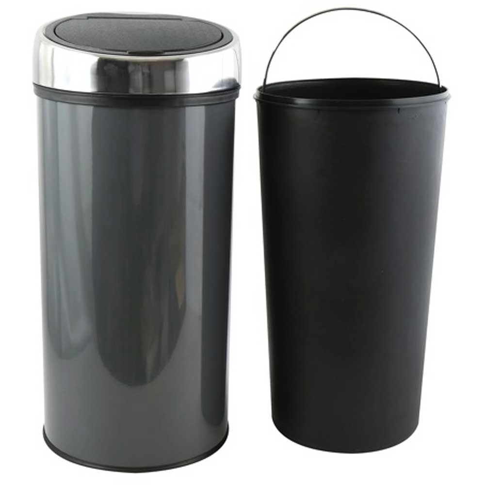 MSV Abfalleimer mit Touch-System rund PP und Edelstahl Grau 30 l kaufen ...