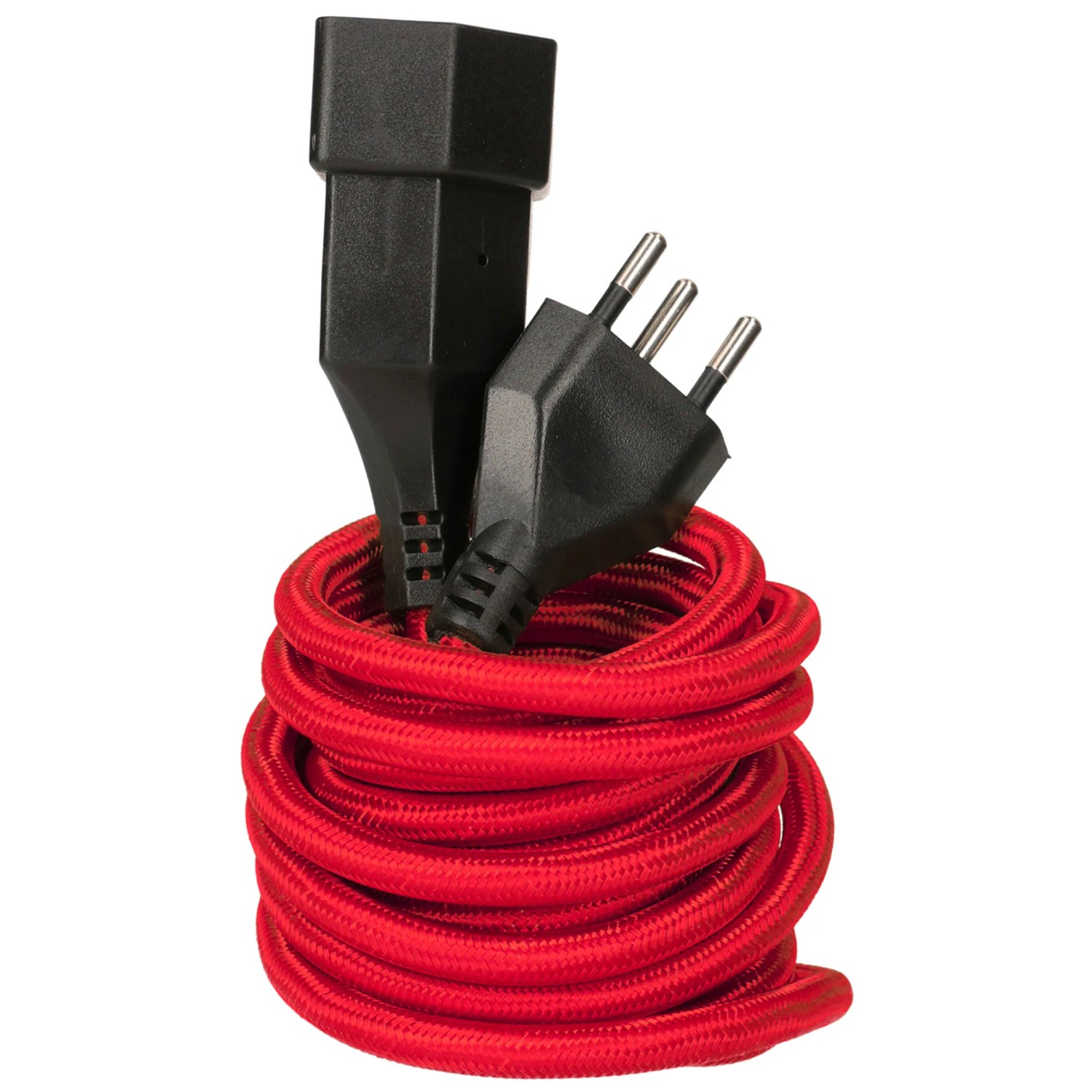 Rallonge en textile H05VV-F3G1.0 fiche T12 Rouge longueur 3 m