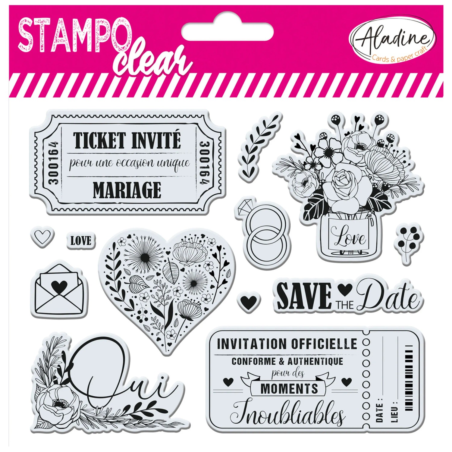 Aladine Stempelset Clear Stamp Hochzeit