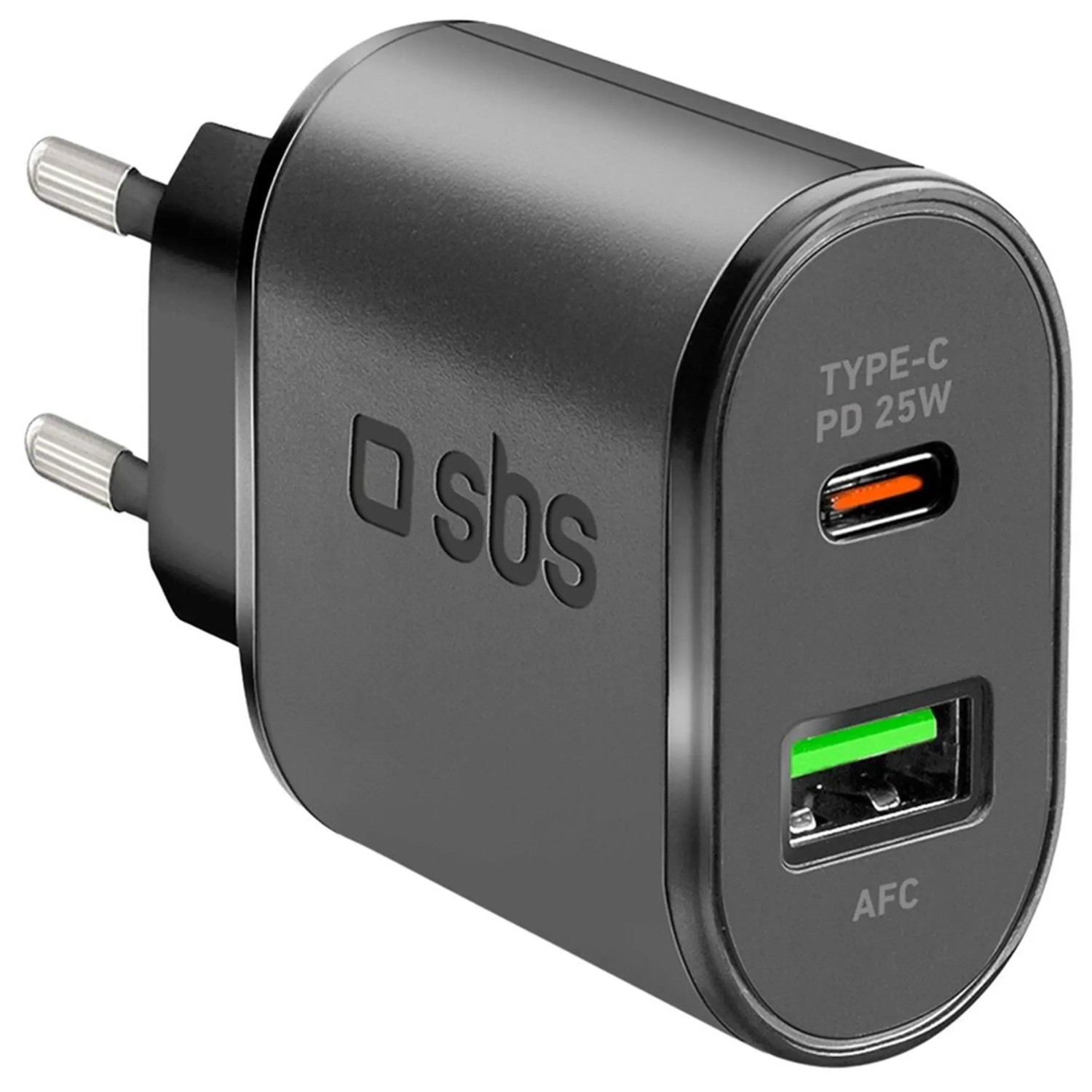SBS Power-Delivery-Ladegerät USB-C / USB-A Schwarz 25 W